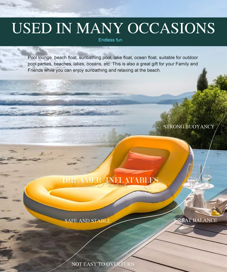 Floating Happy Inflatable Pool Floating Lounger Water Sun Lounge ...
