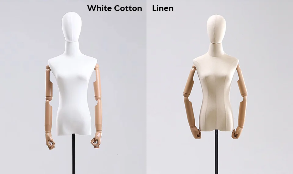 Clothing Dummy Torso Cotton Half Body Ready to Ship With Wooden Arms ...