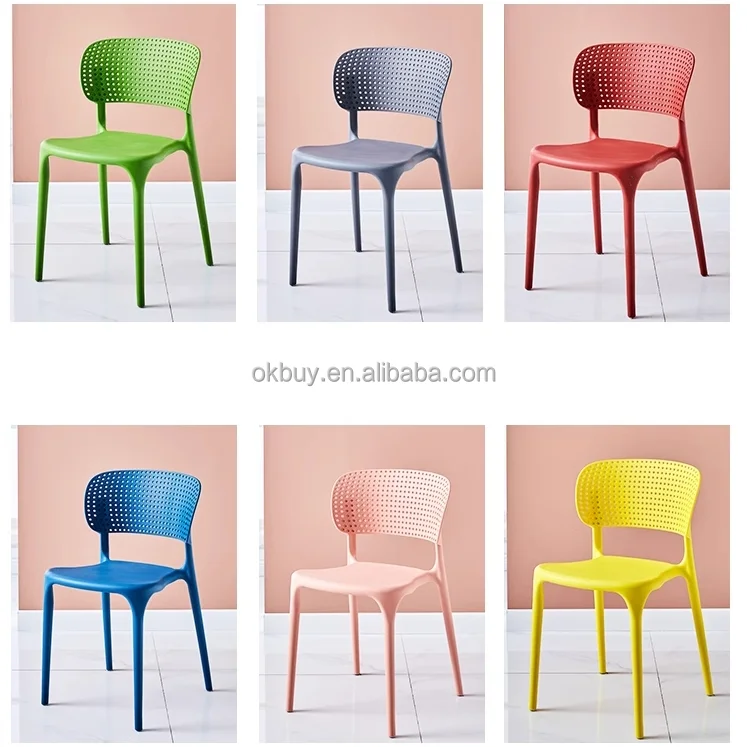 Nordic Plastic PP Stacked Simple Modern Office Mesh Back Dining Chair ...