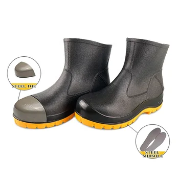Low-cut Light-weight Pvc Safety Rain Boots With Steel And Midsole - Buy ...