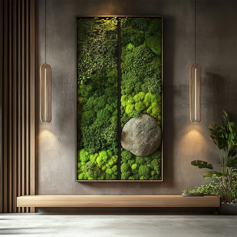Wholesale Custom Wooden Moss Wall Panel with Preserved Moss Art Frame ...