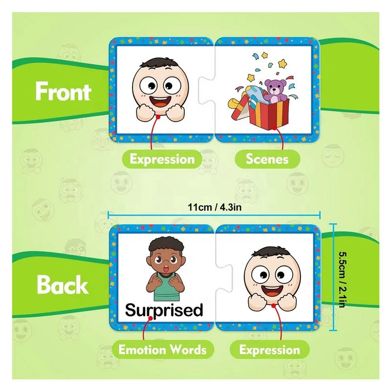 Feelings & Emotions Puzzle Cards Feelings Chart Toys for Kids Social ...