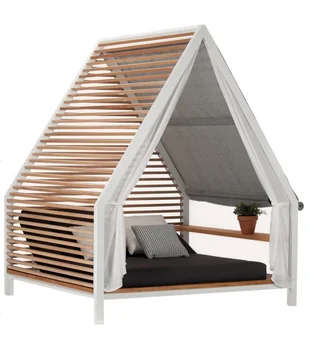 Outdoor Aluminum Daybed With Cushion Garden Sunbed Hotel Double-bed ...