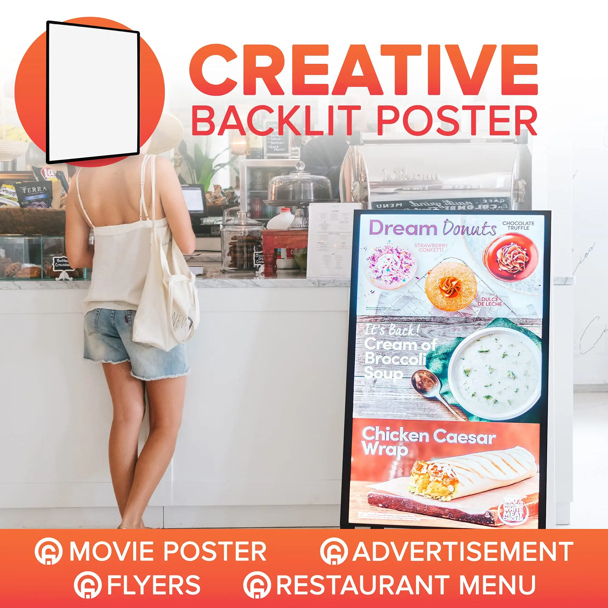 Slim A2 A3 A4 LED Backlit Frame Movie Poster Wall Mounted Desktop Stand ...