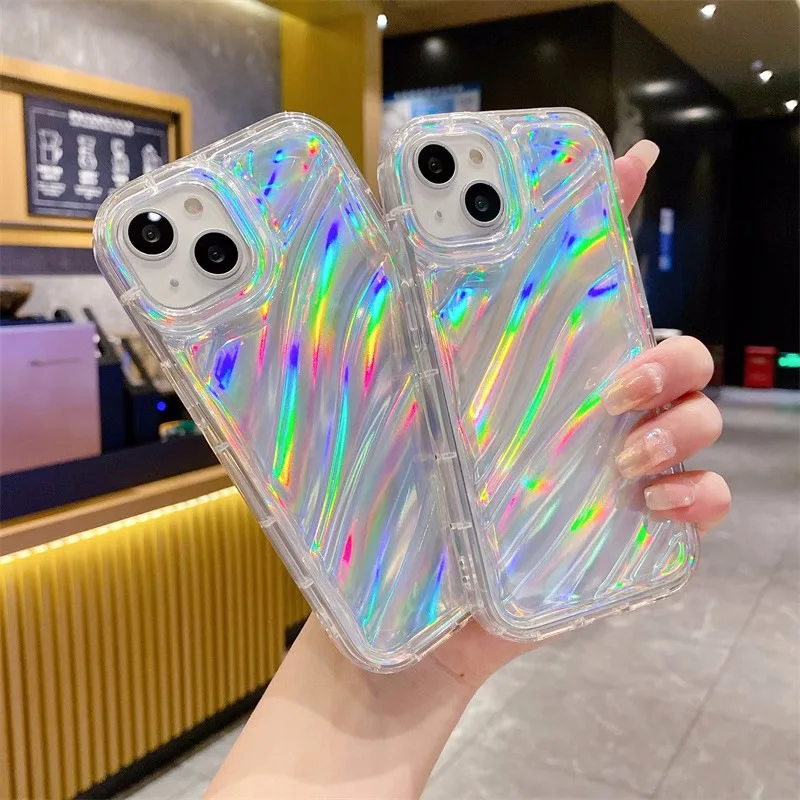 Luxury Laser Aurora Water Ripple Soft Tpu Transparent Cell Phone Case ...