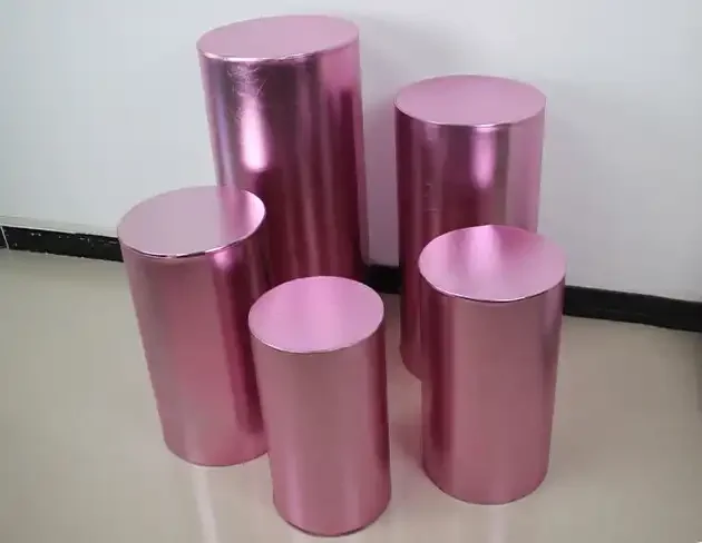 Set of 5 Multiple Colors Shiny Metallic Fabric Iron Cylinders for Party ...