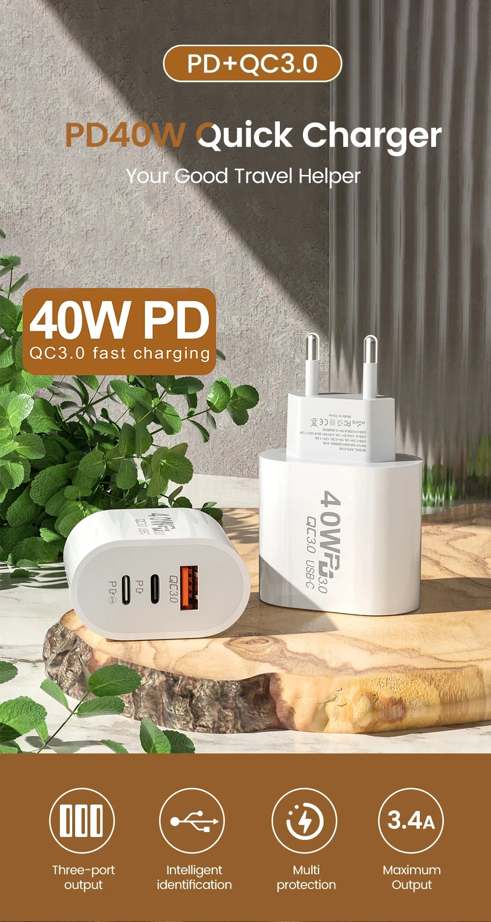 40W Fast Charger - Efficient Charging for Mobiles & Laptops