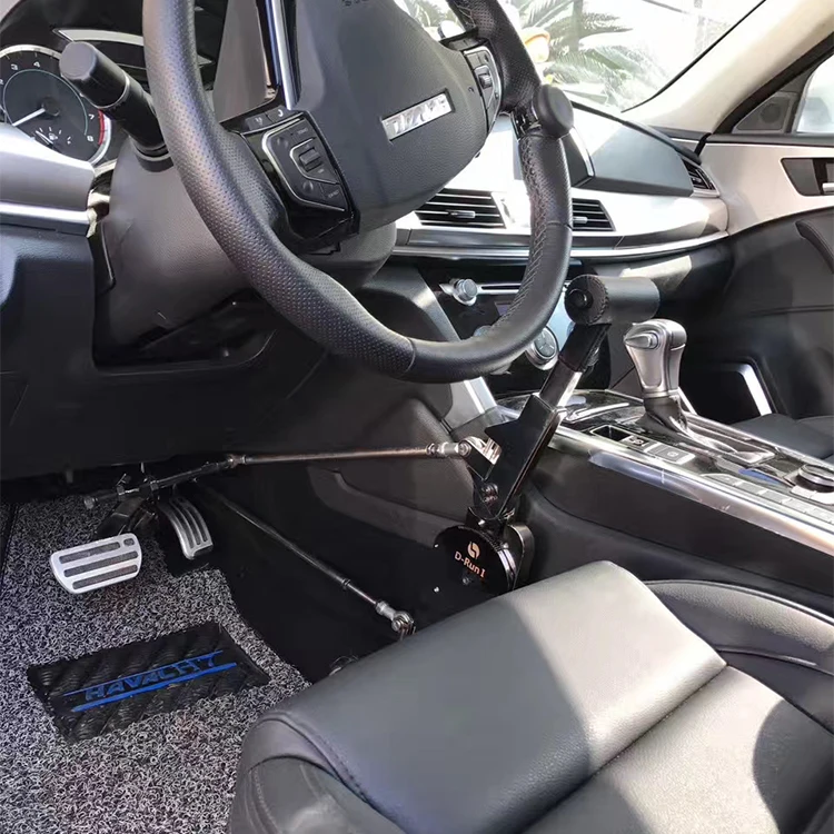 Disabled People Driving Car Brake And Throttle In Hand Control ...