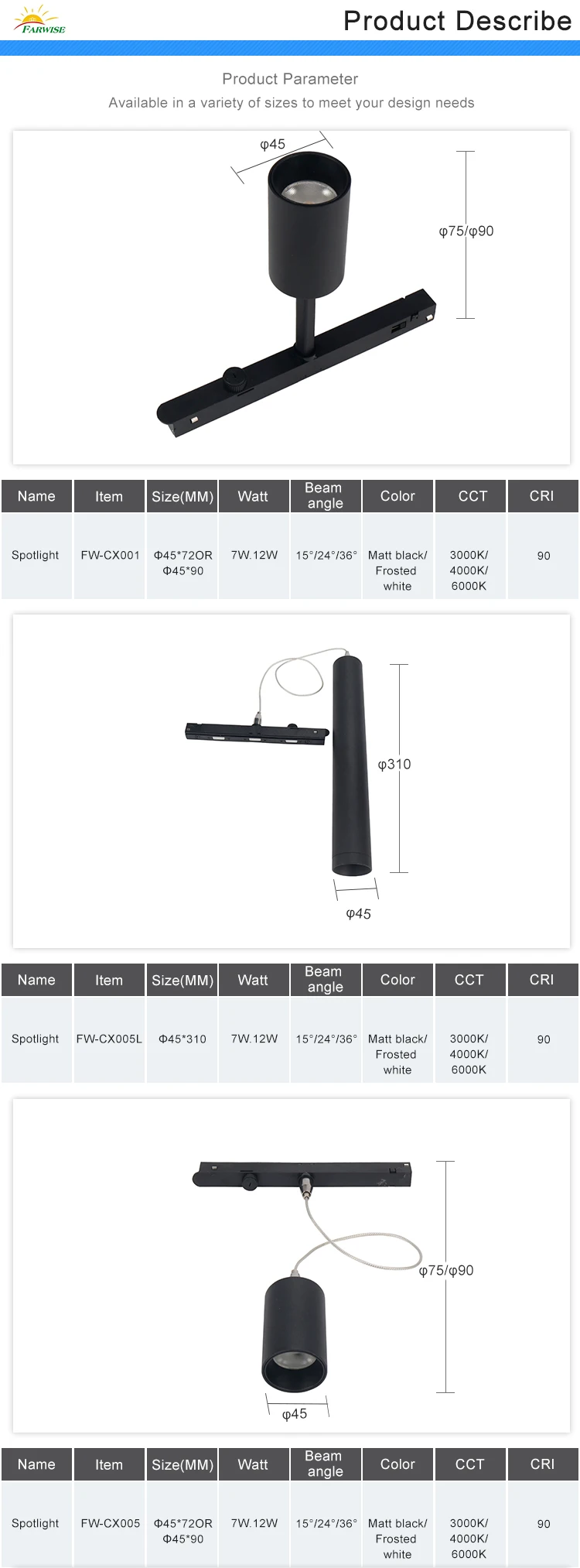European Super Slim Magnetic Track Light Wholesale DC48V