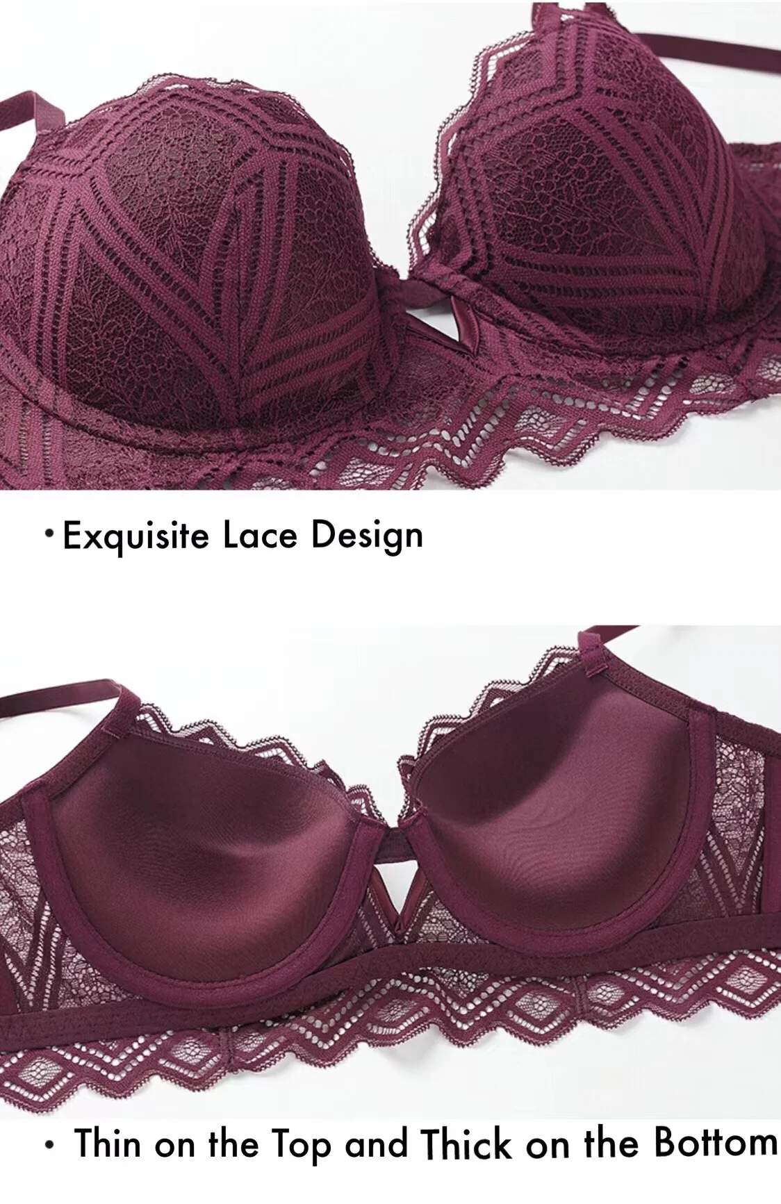 French Style Lace Lingerie Set - Underwire Push-up Bra & Panty with ...