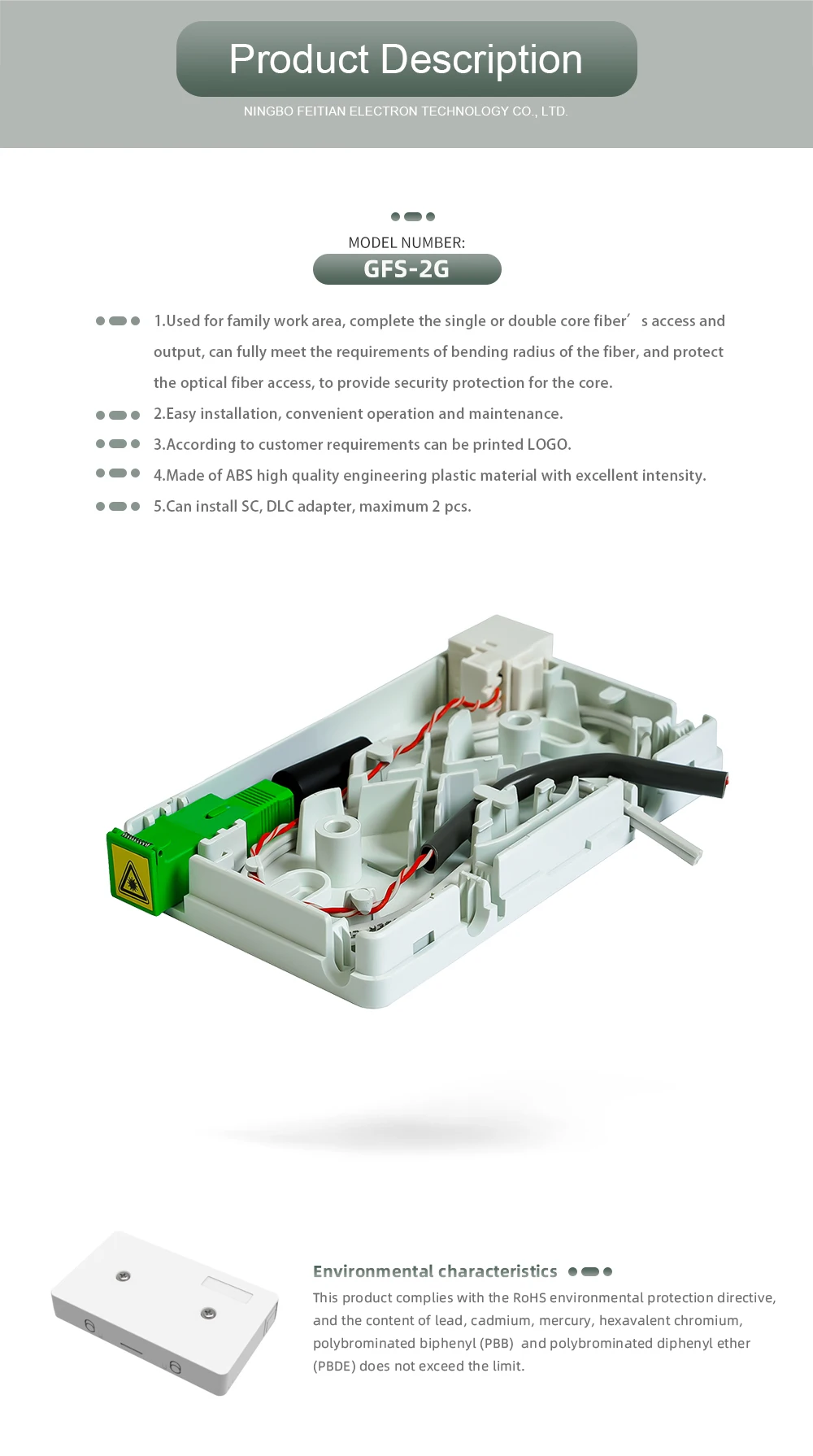 FEITIAN 2 core ftth Fiber Optic junction box 2 core outdoor fiber optic ...