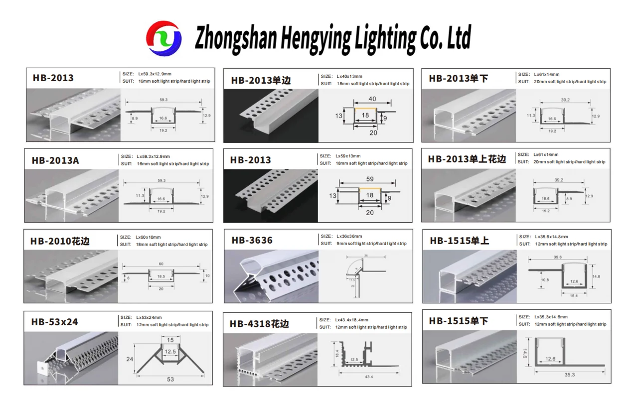 20x15mm Drywall Plasterboard Aluminum Profile Gypsum Led Strips Light Extruded Channel For ...