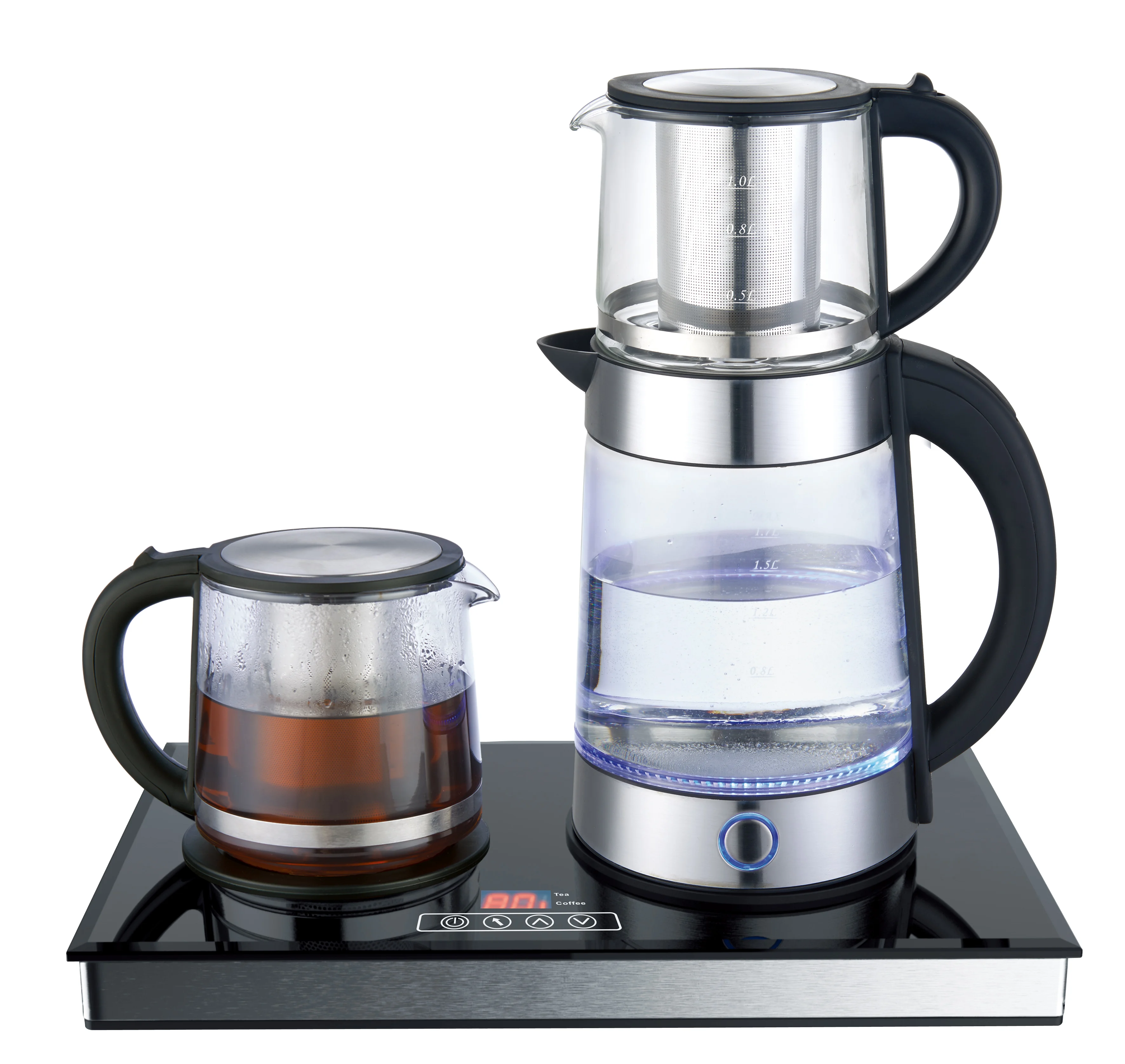Electric Glass Samovar Tea Set - Dual Teapot Kitchen Kettle