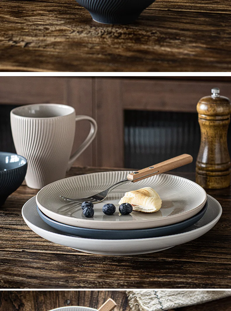 High-grade Beige/tableware Set Modern Simple Ceramic Bowl Plates Sets ...