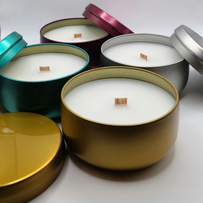 Luxury Round Packaging Empty Rose Gold Tin Can Candle Holder 4oz 6oz ...