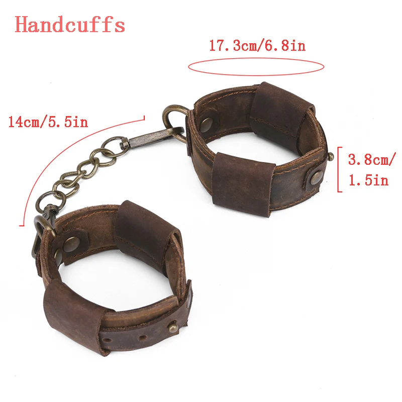 Brown Vintage Pull-up Leather Sex Bdsm Sex Toys Bondage 4pcs Set ...