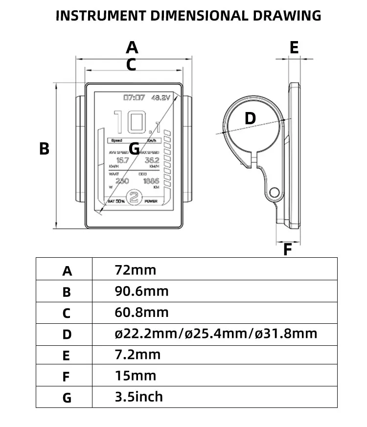 Keyde E Bike Display Screen - BTD260 for Electric Bikes