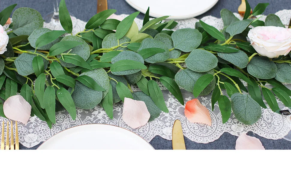 Greenery Garlands Artificial Eucalyptus Garland With Willow Leaves Faux Vines For Wedding Arch ...