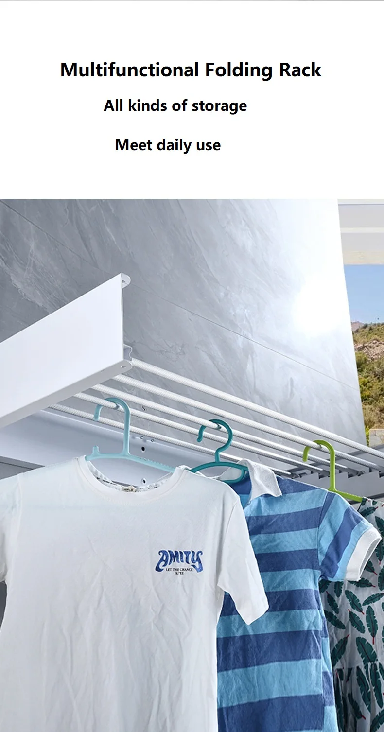 5 Aluminum Rods White Wall Mounted Clothes Drying Rack For Home - Buy ...