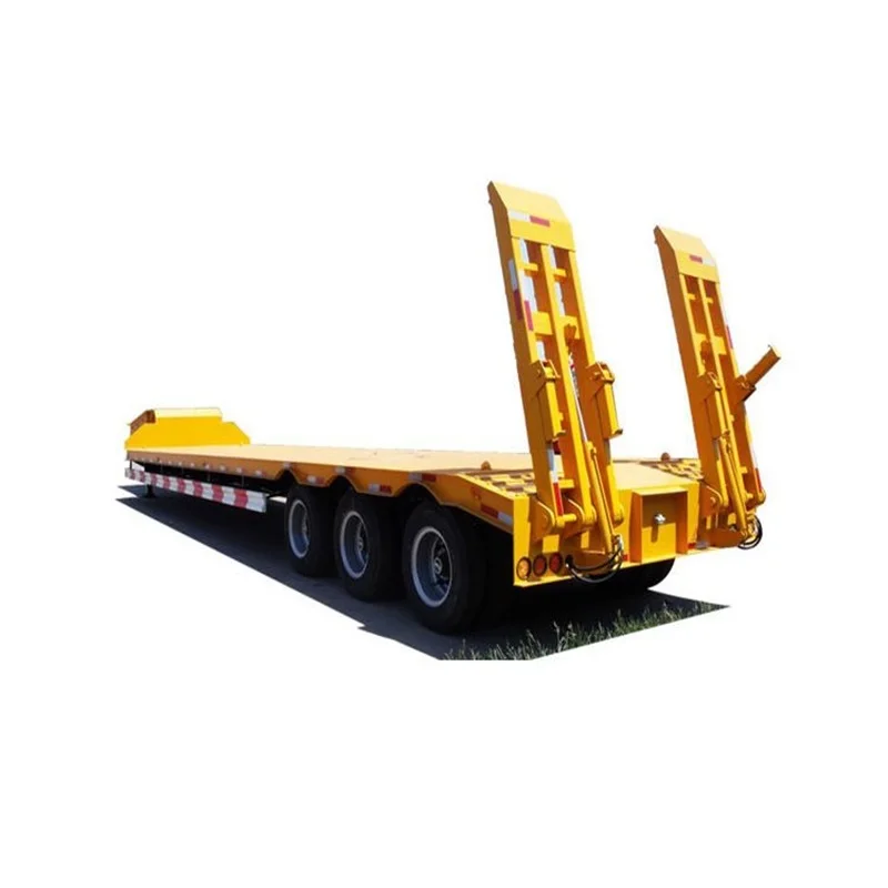 Low Bed Trailer Truck 3 Axle 80 Tonne Extendable Low Profile Semi ...