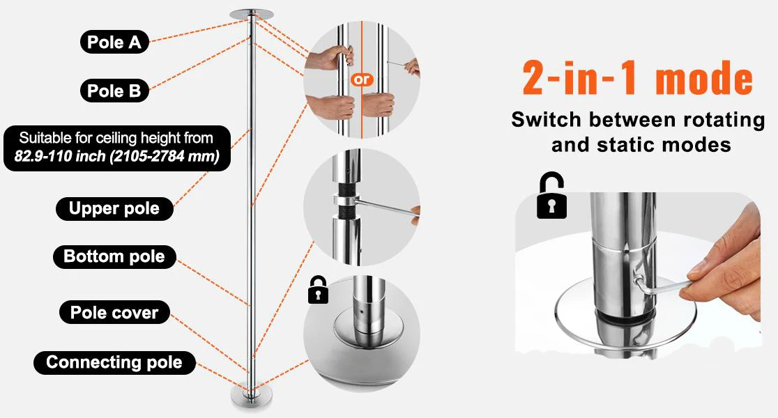 Portable Removable Spinning Dance Pole Kit for All Levels