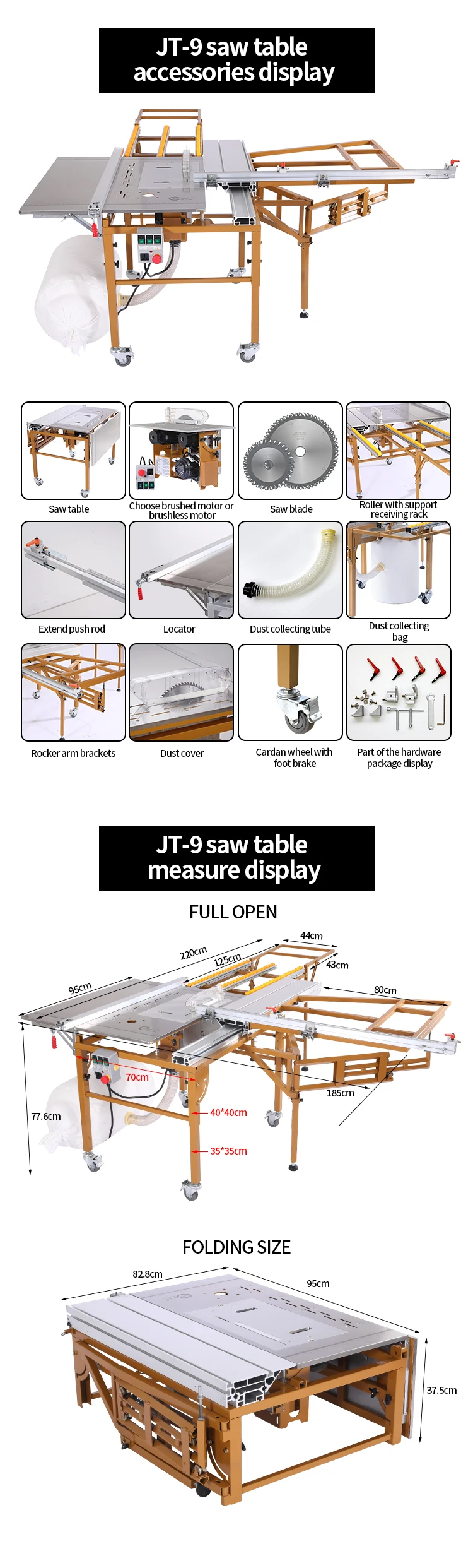 Dust Free Table Saw - JZY JT-9D Sliding Woodworking Machine