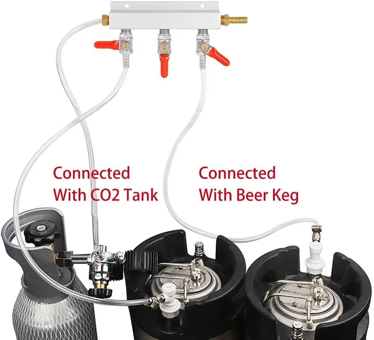 2 Way Co2 Gas Distribution Beer Air Manifold 1/4 Mfl Manifold With ...