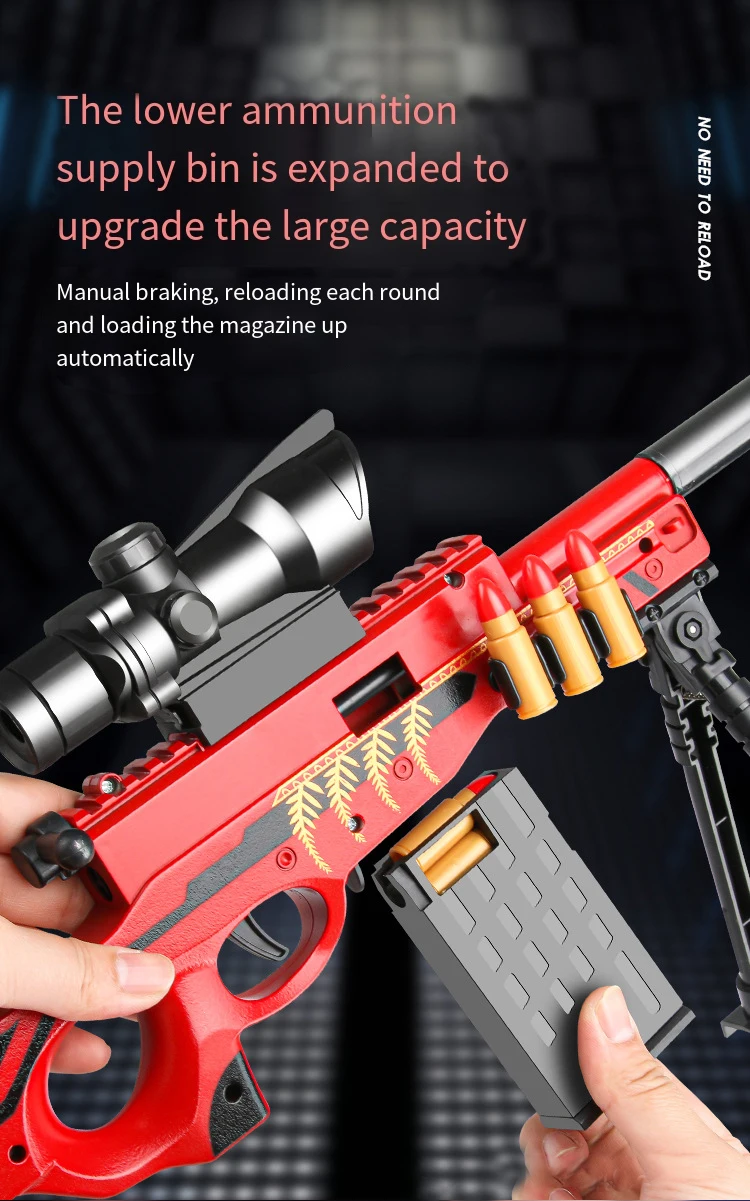 The New Awm Hand-fired Shell-ejector Soft-shell Toy Gun Boys And Children's Toy 98k Sniper Rifle ...