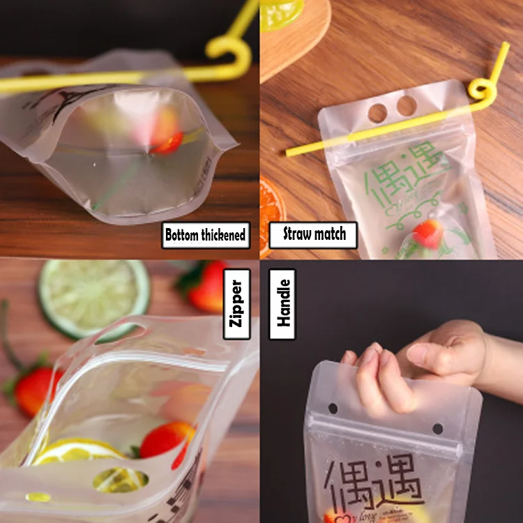 Eco-Friendly Recyclable Stand up Drink Pouch with Spout & Straw ...
