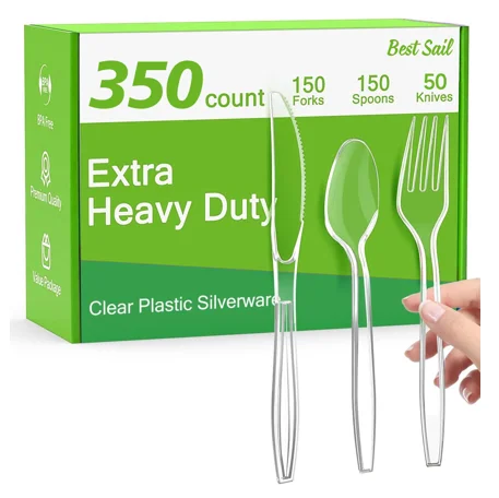Extra Heavy Duty Clear Plastic Silverware Forks Spoons Knives BPA-Free ...