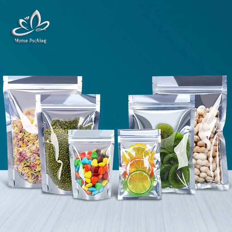 Custom Resealable Plastic Stand Up Pouch Aluminum Foil Clear Food ...