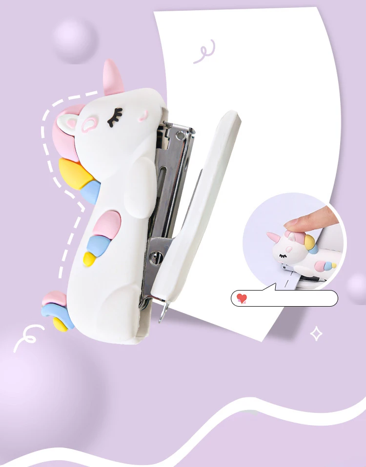 2024 Custom Mini Stapler with Cartoon Unicorn Macaron Color