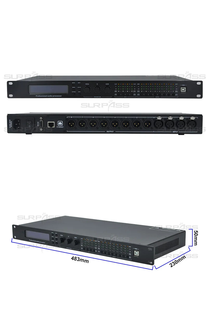 Professional Audio System Digital Audio Matrix Processor 4 In 8 Out With Fir Dynamic Eq - Buy ...