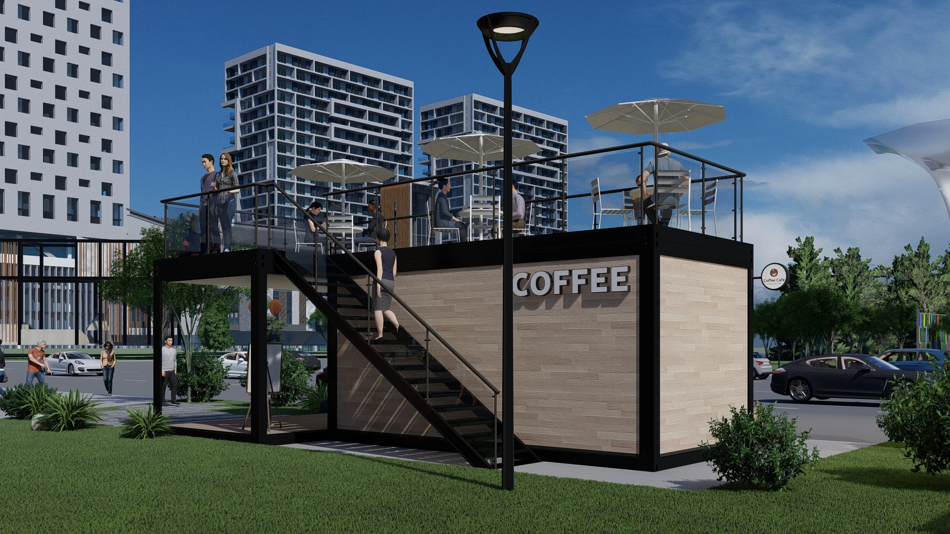 Modular House Cafe Shop - Prefabricated Flat Pack Container