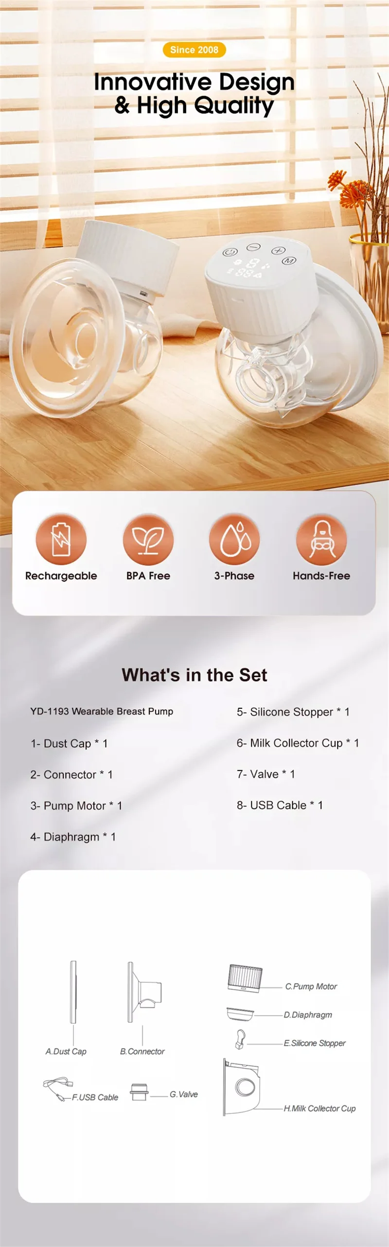 Breast Pump With Milk Bottle Infant Usb Bpa Free Accesorios Breast Pump ...