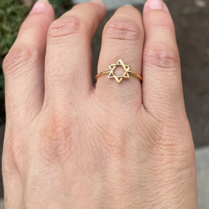 Alibaba.com: Gold Plated Star of David Ring, Six Wings Kabbalistic ...