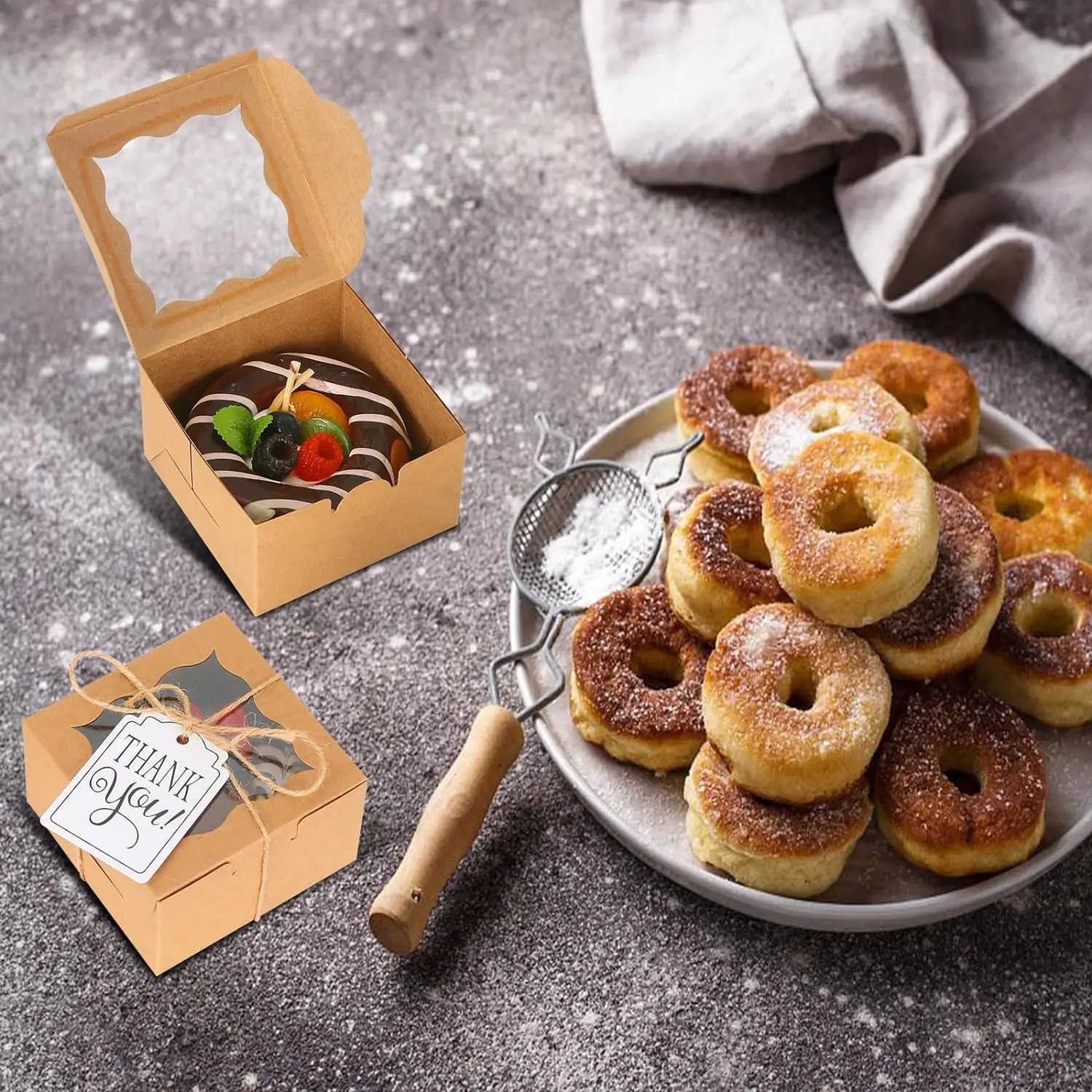Kraft Paper Bakery Boxes with PVC Window - Perfect for Cookies