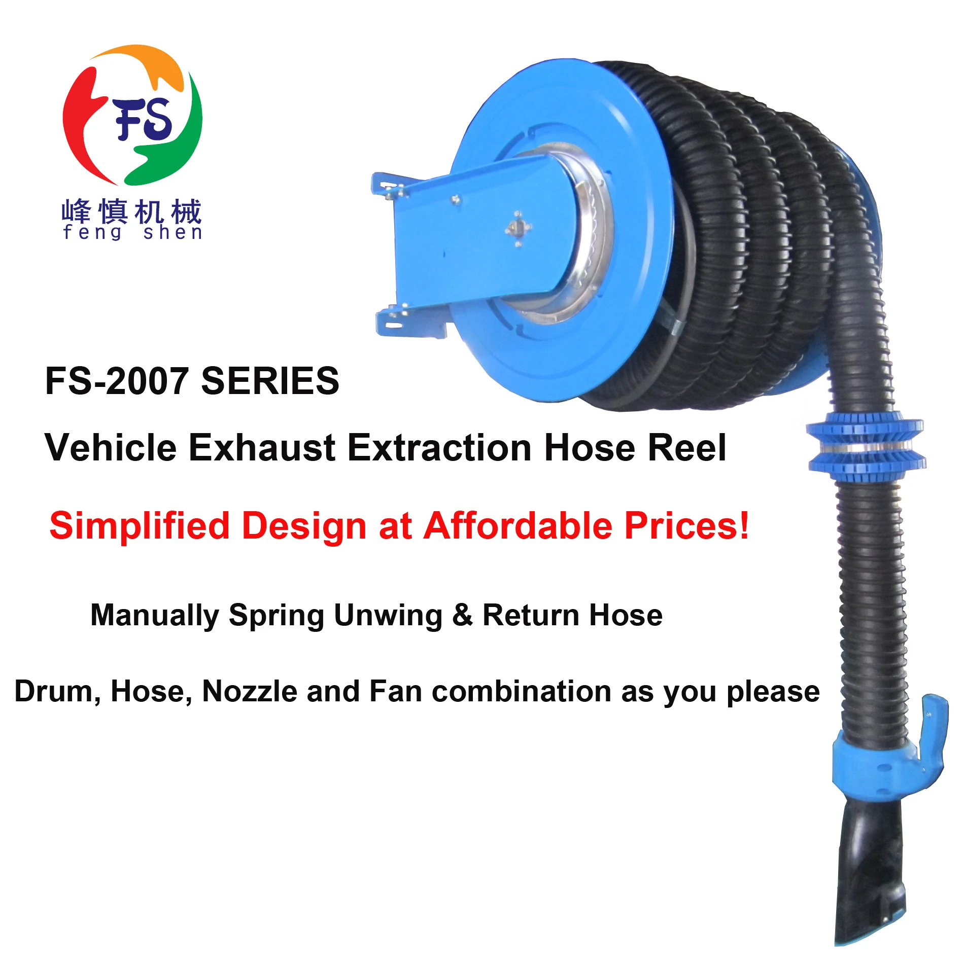 Manual Spring Vehicle Exhaust Extraction Hose Reel For Workshop ...