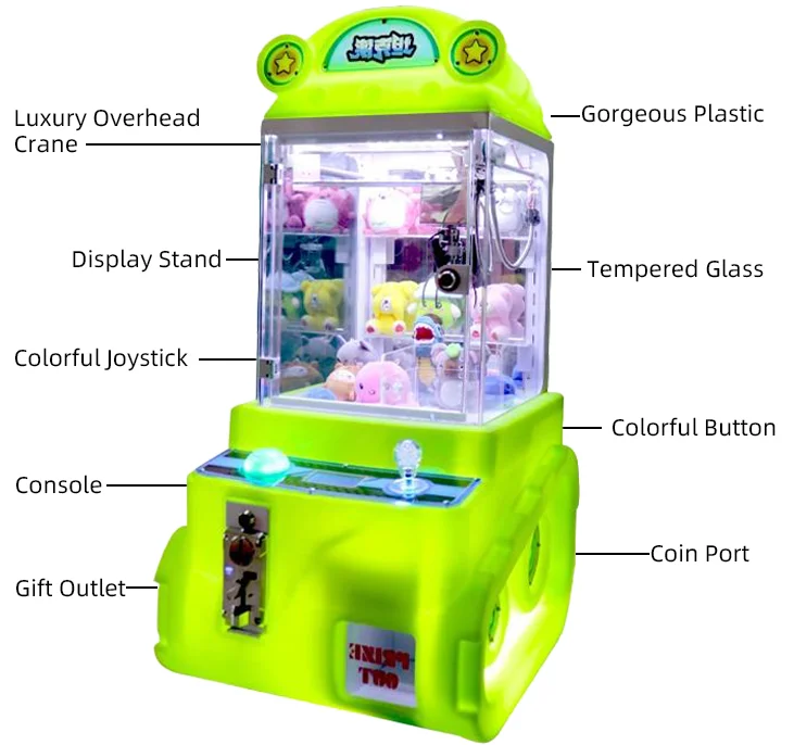 Mini Claw Machine Coin Operated Arcade Plush Toy Vending For Kids Candy ...
