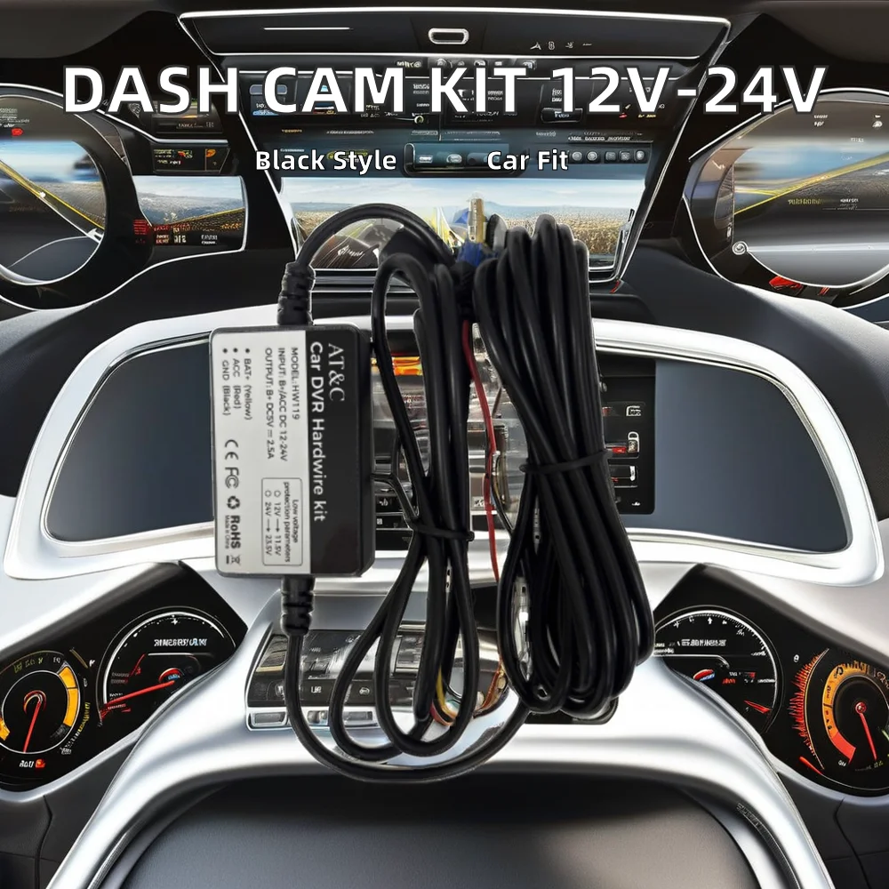 Type C/Mini/Micro Dash Cam Hardwire Kit with 24 Hours Parking 12V-24V Low Voltage Protection ...