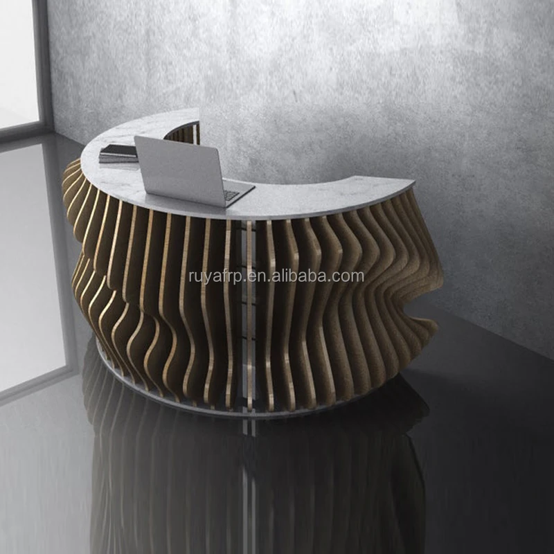 Half Circle Curved Parametric Modern Wood Desk Luxury