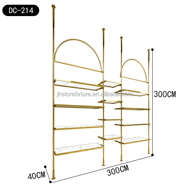 Luxurious Wall Mounted Shiny Gold Stainless Steel Rack