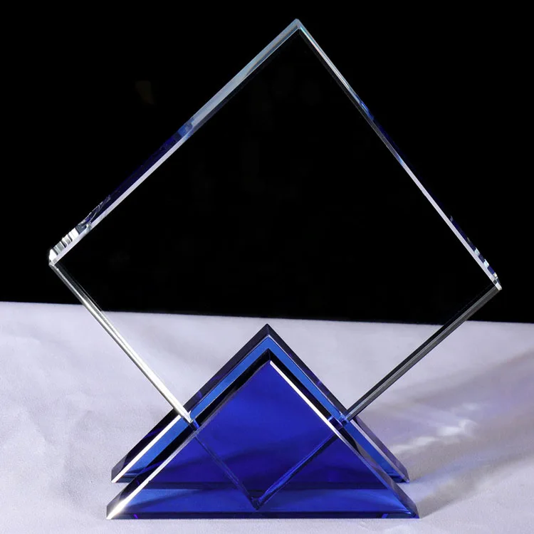 Blue Crystal Diamond Shape Award Trophy Mh-nj0049 - Buy Crystal Trophy ...