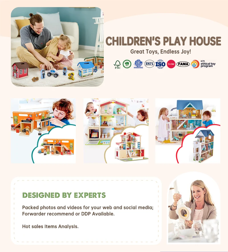 Children Play Carry Educational Kids Toys Portable Doll House Wooden ...