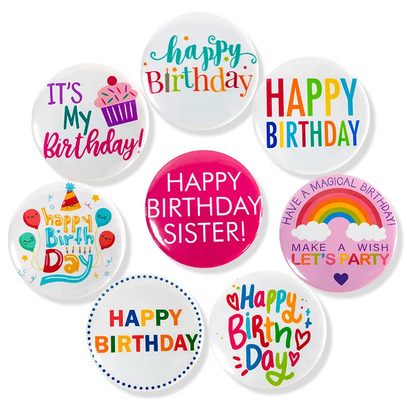 Happy Birthday Badges - Custom Tinplate Party Supplies
