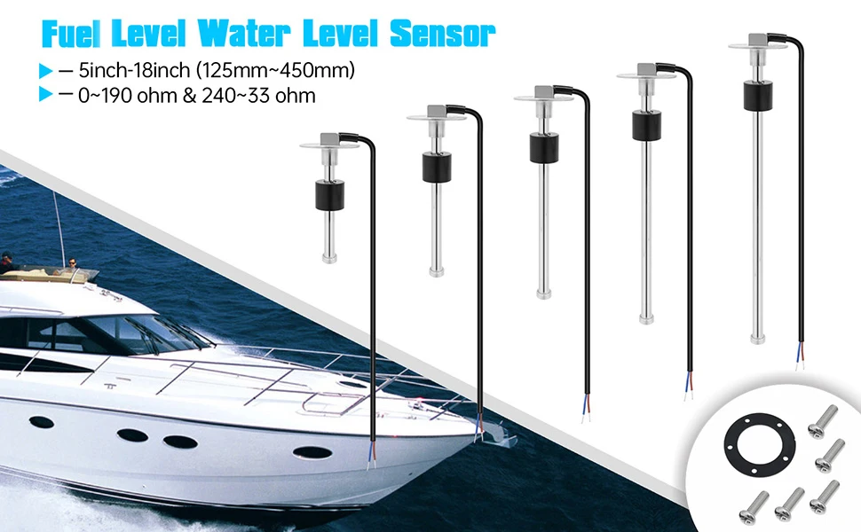 52mm Black Fuel Level Gauge With 225mm Fuel Level Sensor Sender Unit ...