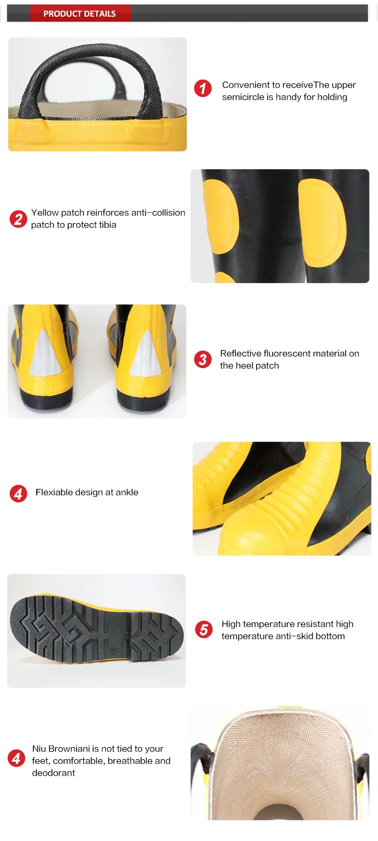 Fireman Safety Steel Toe Steel Midsole Rubber Boots Fire Fighter Shoes ...