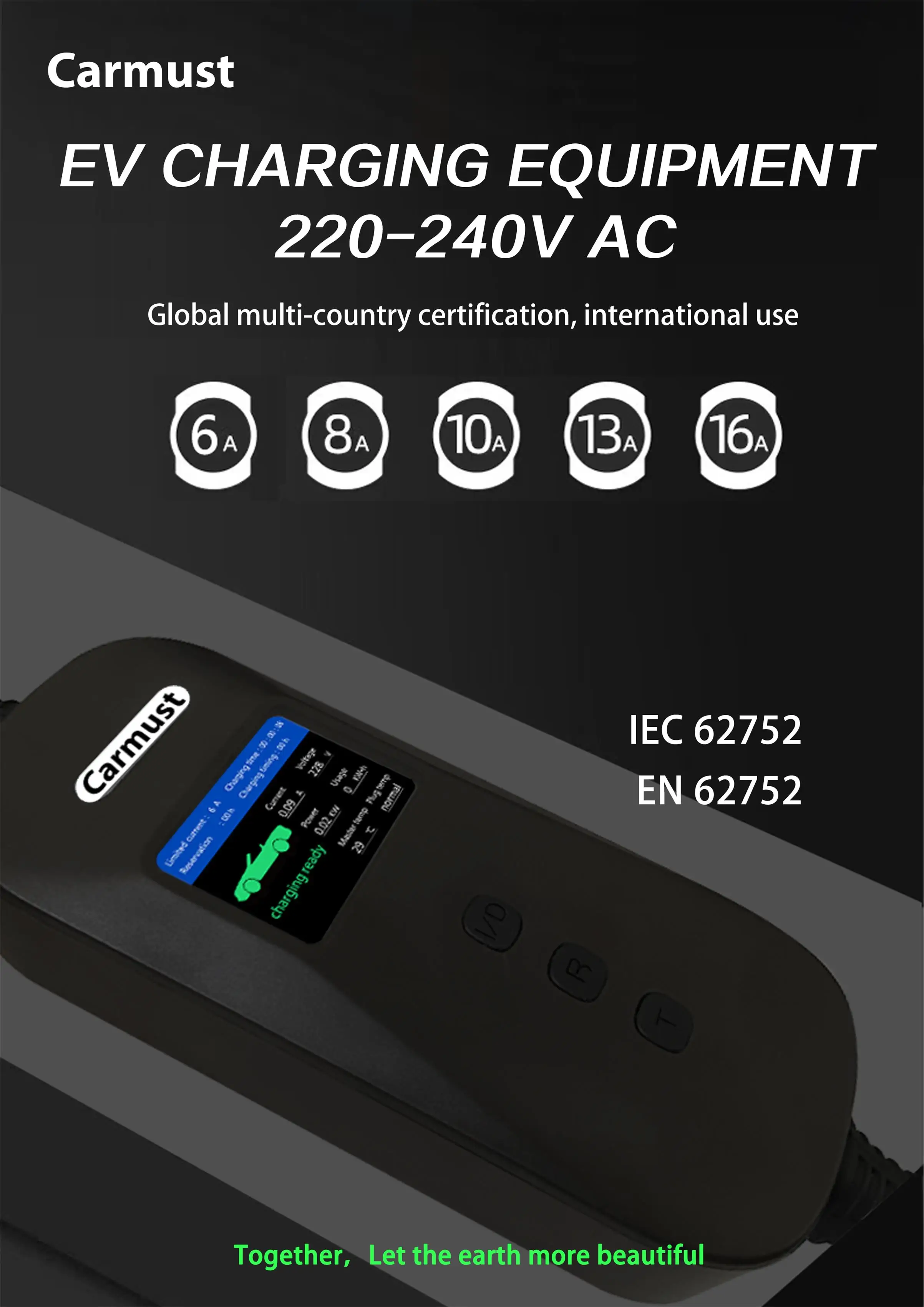 Carmust 1.7kw 2.2kw 2.8kw 3.5kw Electric Car Charger Portable Ev Car ...