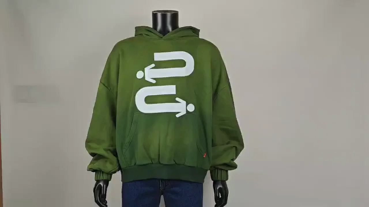 Custom Your Logo Vintage Acid Wash Gradient Hoodie 380gsm 100 Cotton
