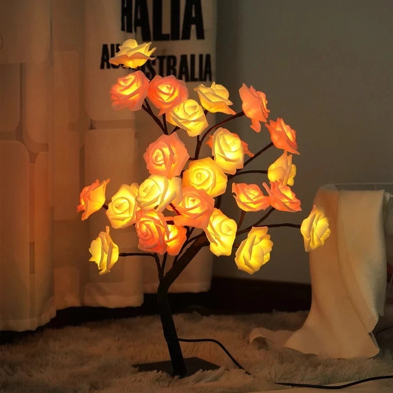 Enchanting 24 LED Rose Tree Flower Lamp Lights USB Table, 52% OFF